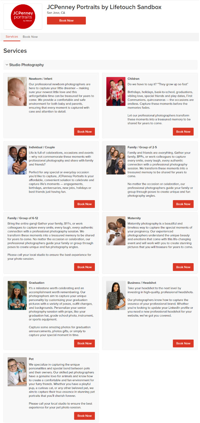 Scheduling Appointments - JCPenney Studio